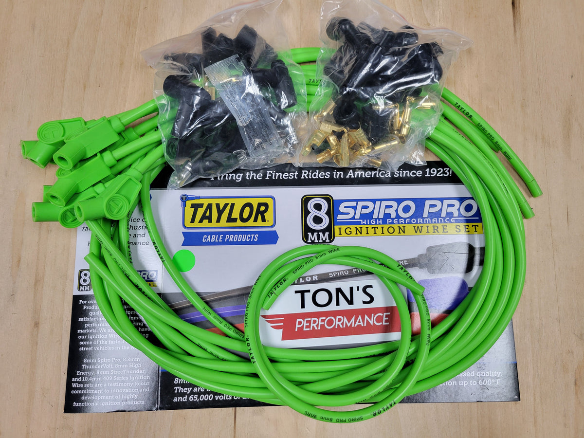 Universal Taylor 8mm Spiro-Pro Ignition Spark Plug Wire kit - Ford / C ...