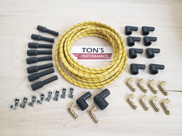 Universal DIY 8mm Suppression Core Cloth Braided Spark Plug Wire kit f ...