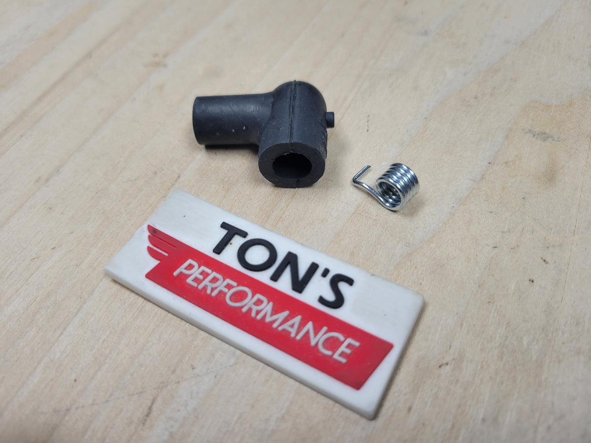 Small right angle spark plug boot with spring connector [For small eng ...